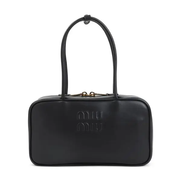 Miu Miu Calf Leather Bag With Top Handles And Two-way Zip