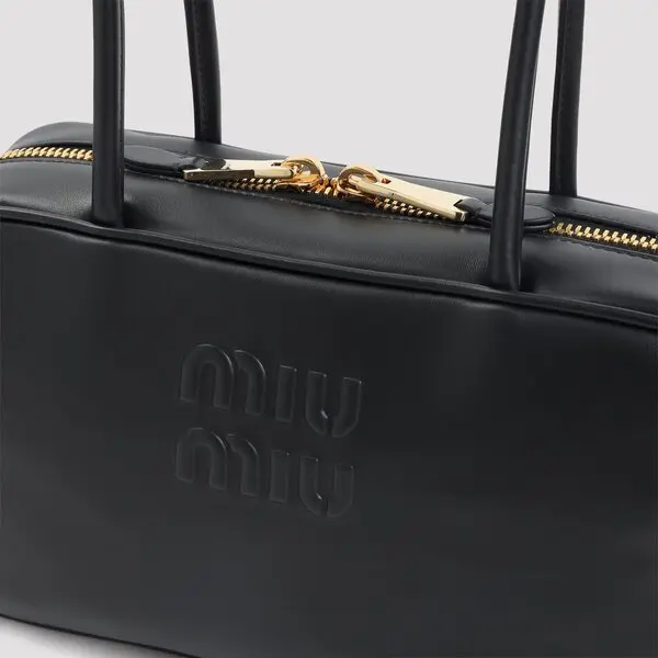 Miu Miu Calf Leather Bag With Top Handles And Two-way Zip
