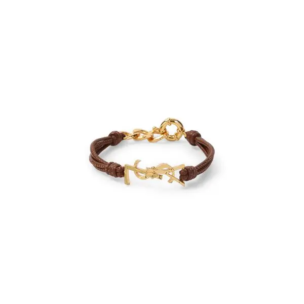 Saint Laurent Multi-strand Cassandre Leather Bracelet - Silver