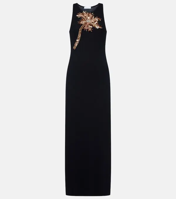 Rabanne Embellished Cotton-blend Maxi Dress - Black