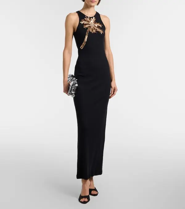 Rabanne Embellished Cotton-blend Maxi Dress