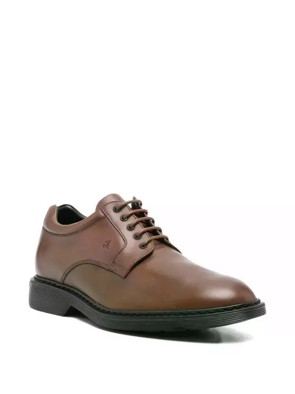 Hogan Embossed Logo Leather Derby Shoes