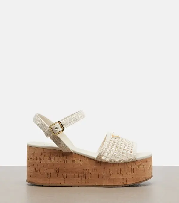 Prada Crochet Platform Sandals