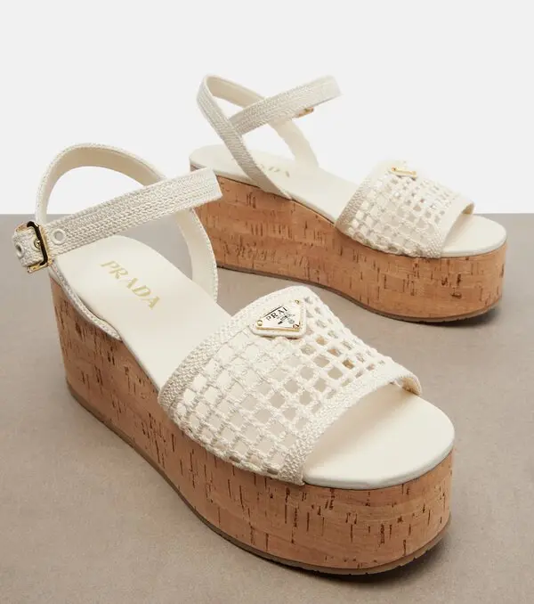 Prada Crochet Platform Sandals