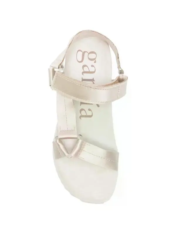 PEDRO GARCIA Beige Satin Touch-strap Platform Sandals