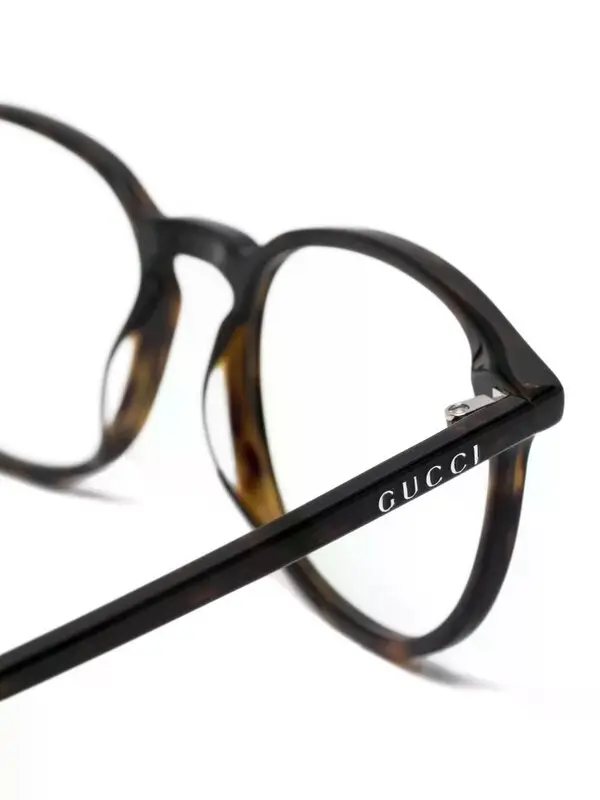Gucci Tortoiseshell-effect Round-frame Glasses