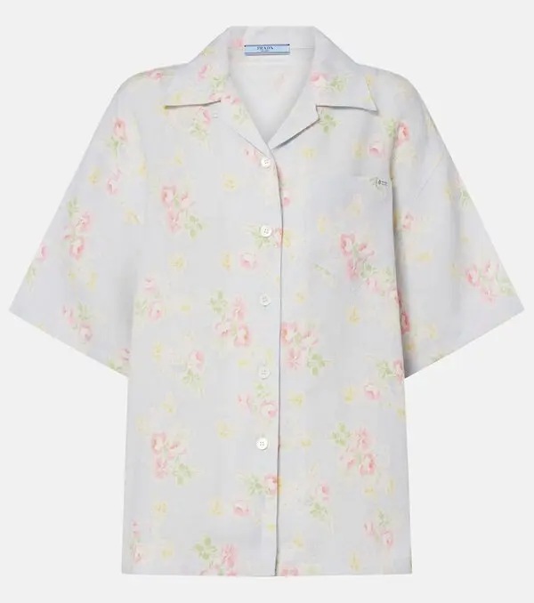 Prada Linen Floral Shirt - Blue