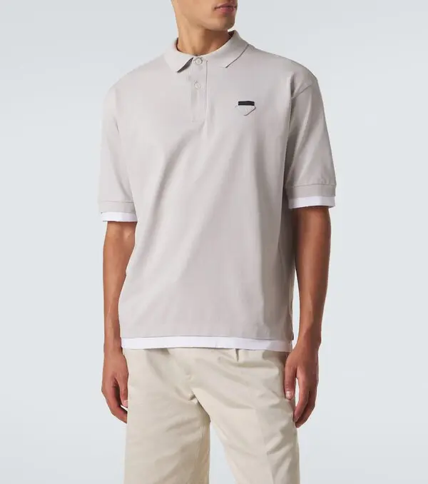 Prada Layered Cotton Piqué Polo Shirt