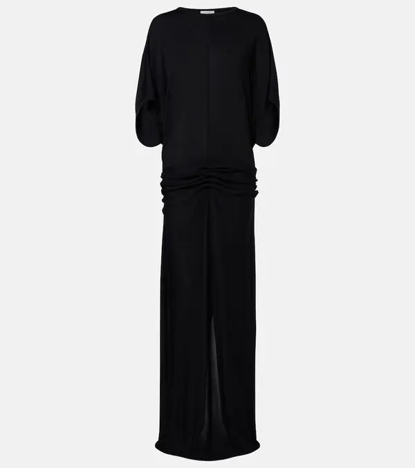 THE ROW Delyra Ruched Jersey Gown - Black