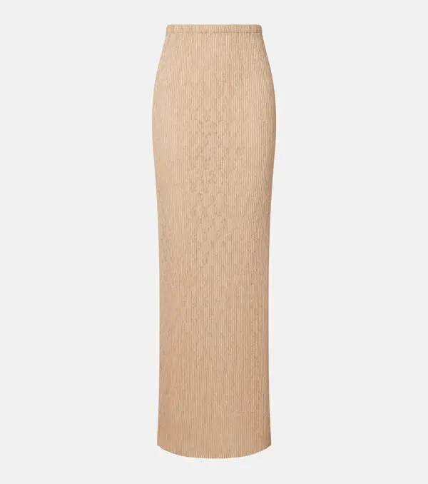 THE ROW Bandi Ribbed-knit Maxi Skirt - Beige