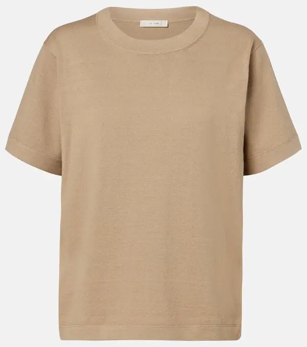 THE ROW Orlan Cotton And Silk-blend T-shirt - Beige