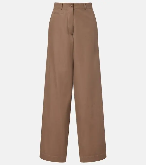 THE ROW Fadry Cotton-blend Gabardine Wide-leg Pants - Brown