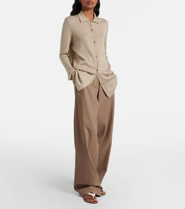 THE ROW Fadry Cotton-blend Gabardine Wide-leg Pants - Brown