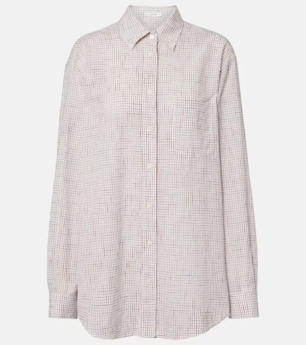 THE ROW Dalan Checked Cotton Shirt - White