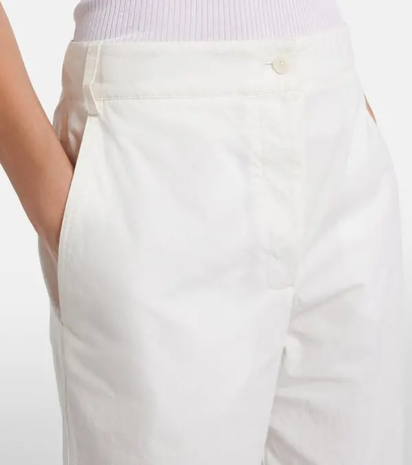 THE ROW Fael Cotton Poplin Straight Leg Pants - White