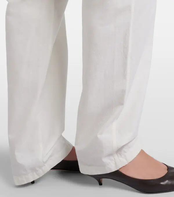 THE ROW Fael Cotton Poplin Straight Leg Pants - White