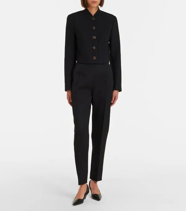 THE ROW Erazna Wool Straight Leg Trousers - Black