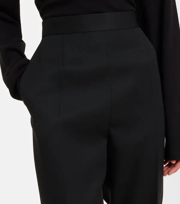 THE ROW Erazna Wool Straight Leg Trousers - Black