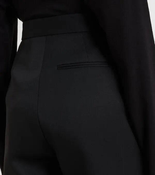 THE ROW Erazna Wool Straight Leg Trousers - Black