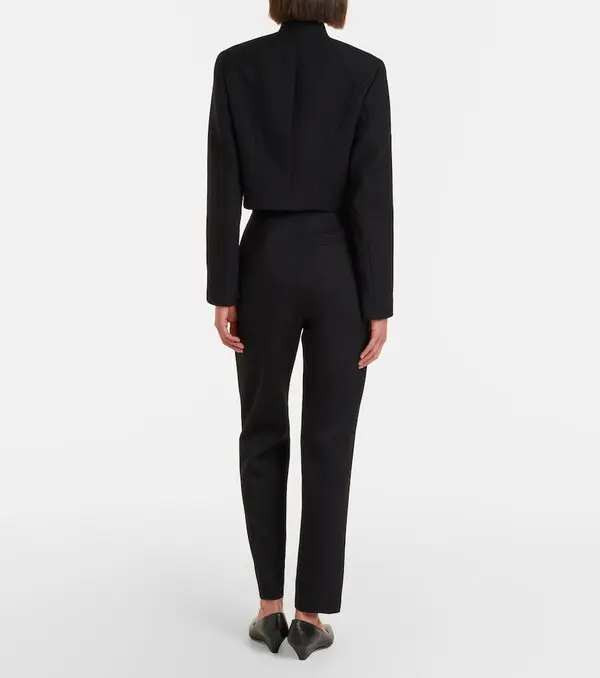 THE ROW Erazna Wool Straight Leg Trousers - Black