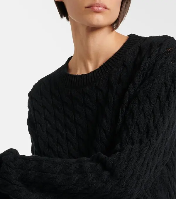 THE ROW Cable-knit Cotton And Linen Sweater