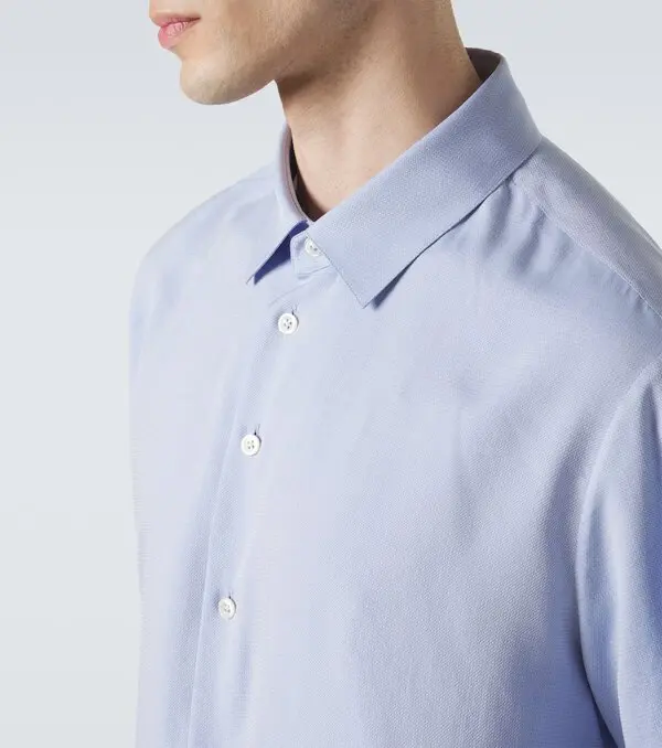 THE ROW Paxon Silk Poplin Jacquard Shirt - Blue