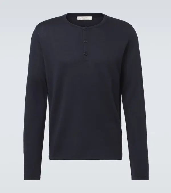 THE ROW Ayan Cashmere And Silk Henley Shirt - Blue