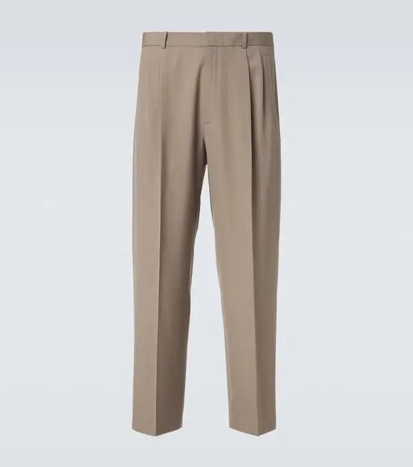 THE ROW Wool Straight Leg Trousers - Grey
