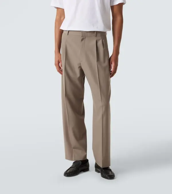 THE ROW Wool Straight Leg Trousers - Grey