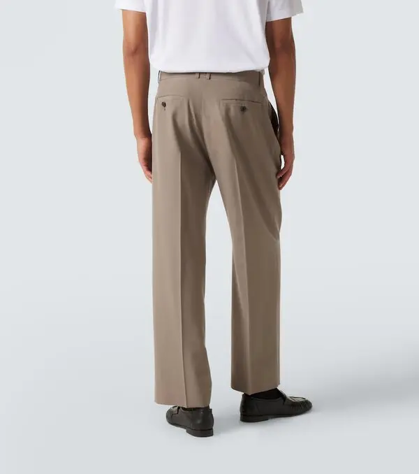 THE ROW Wool Straight Leg Trousers - Grey
