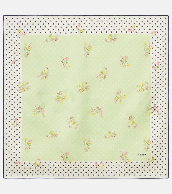 Prada Printed Silk Twill Scarf - Green