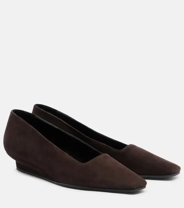 THE ROW June Suede Wedges - Brown