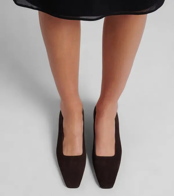 THE ROW June Suede Wedges - Brown