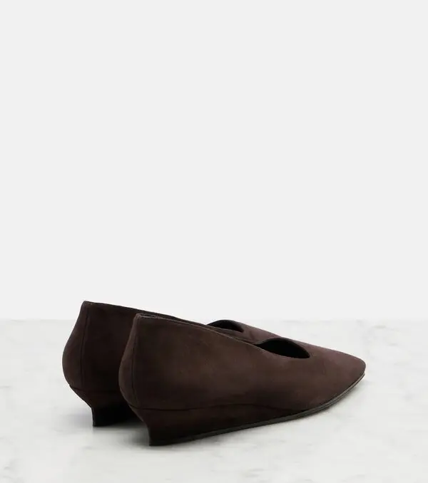 THE ROW June Suede Wedges - Brown