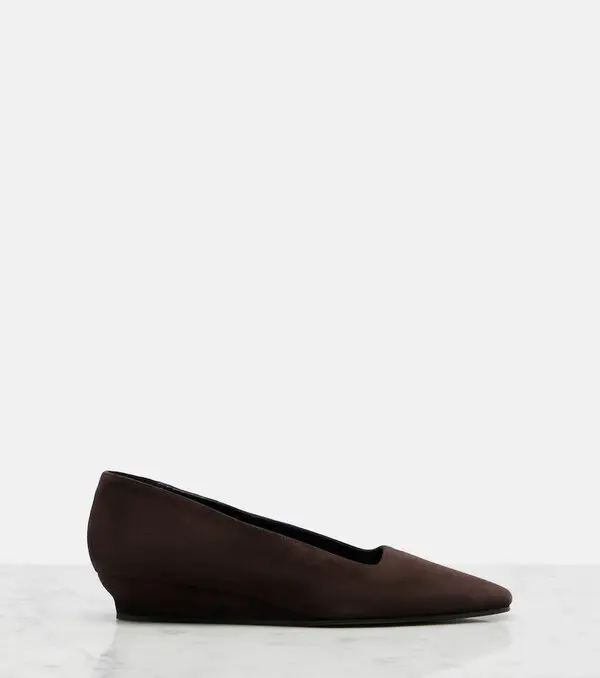 THE ROW June Suede Wedges - Brown