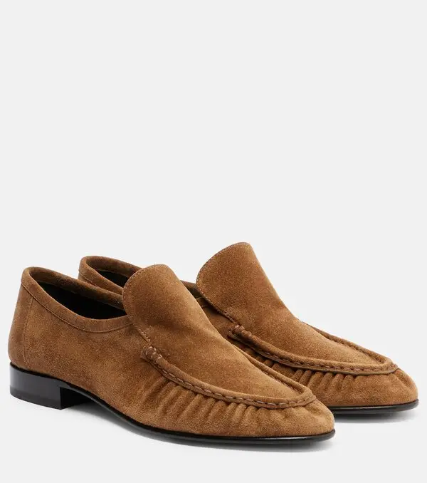 THE ROW Soft Moccasin Two Suede Loafers - Brown