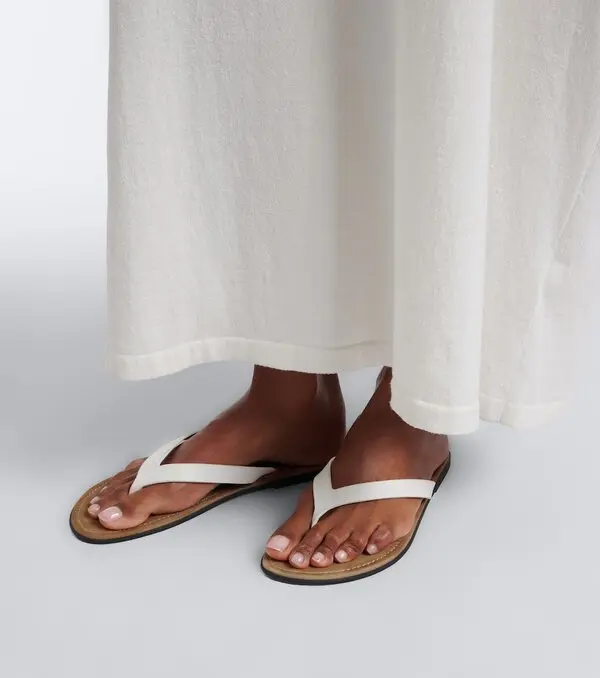 THE ROW Beach Leather Thong Sandals - White