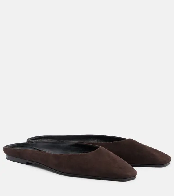 THE ROW June Suede Mules - Brown