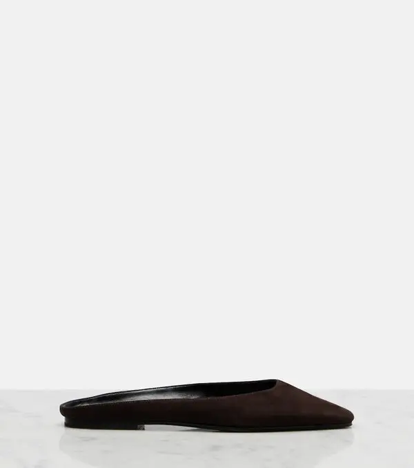 THE ROW June Suede Mules - Brown
