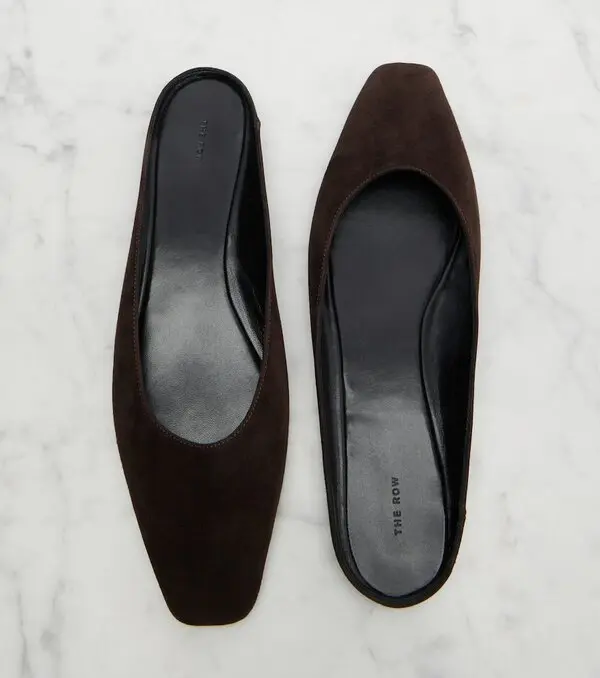 THE ROW June Suede Mules - Brown