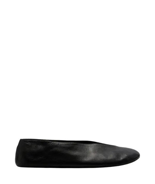 THE ROW Fay Leather Ballet Flats - Black