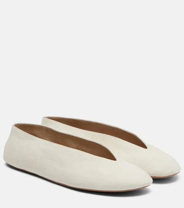 THE ROW Fay Leather Ballet Flats - White