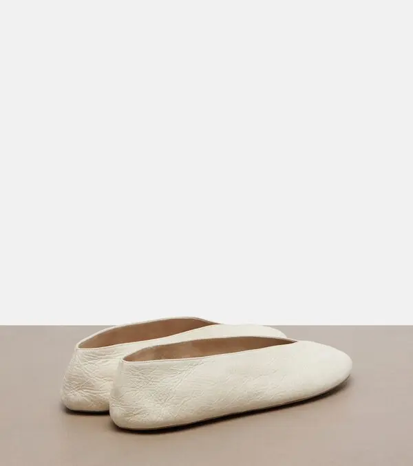THE ROW Fay Leather Ballet Flats - White
