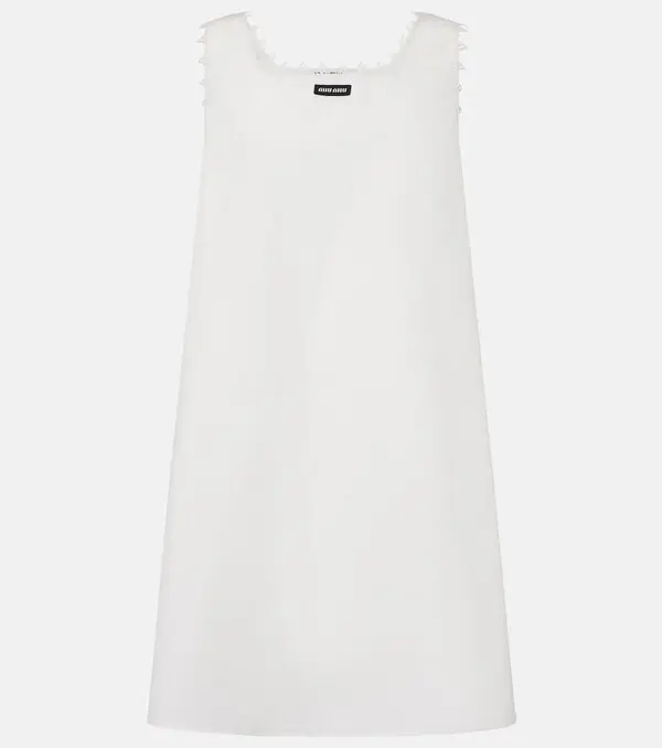 Miu Miu Embroidered Cotton And Linen Minidress - White