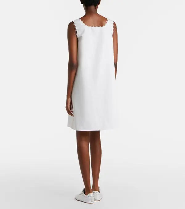 Miu Miu Embroidered Cotton And Linen Minidress
