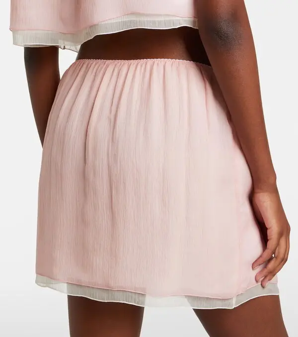 Miu Miu Layered Silk Chiffon Miniskirt - Pink