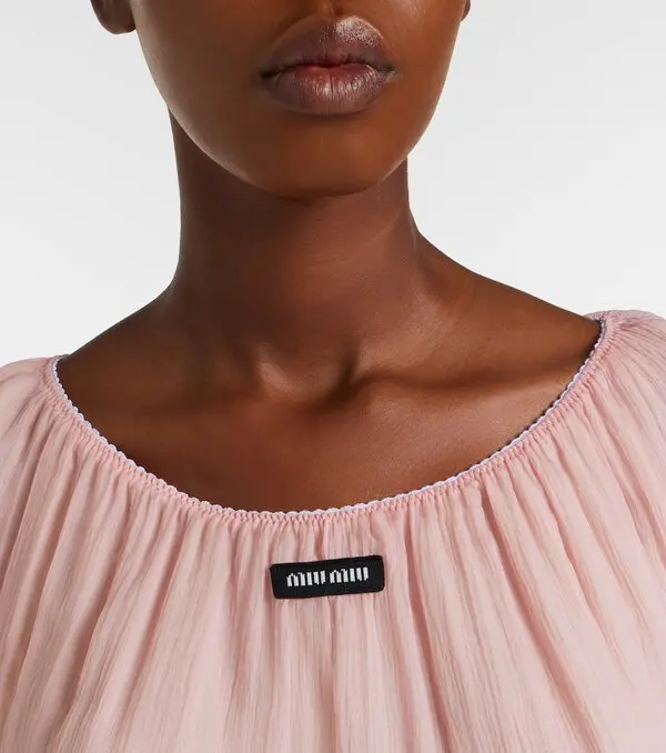 Miu Miu Layered Silk Chiffon Cropped Top