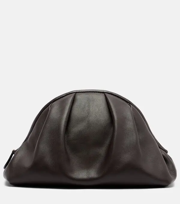 THE ROW Charlotte Small Leather Clutch - Brown