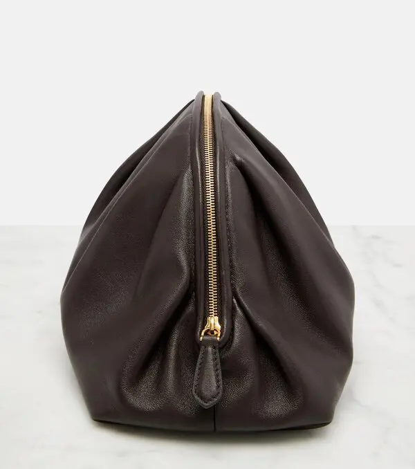 THE ROW Charlotte Small Leather Clutch - Brown