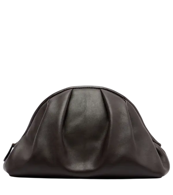 THE ROW Charlotte Small Leather Clutch - Brown